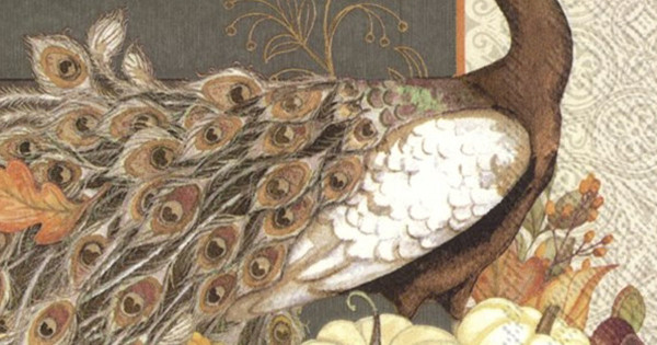 Χαρτοπετσέτα για decoupage, Κολοκύθες και παγώνι, 1 τεμ.